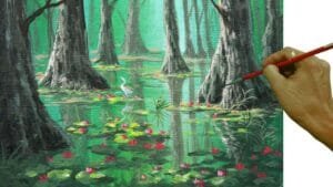 Acrylic Landscape Painting Tutorial Swamp in the Forest with Water ...