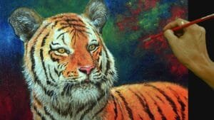 How to Paint Realistic Tiger in Acrylic | Wildlife Painting by JM ...