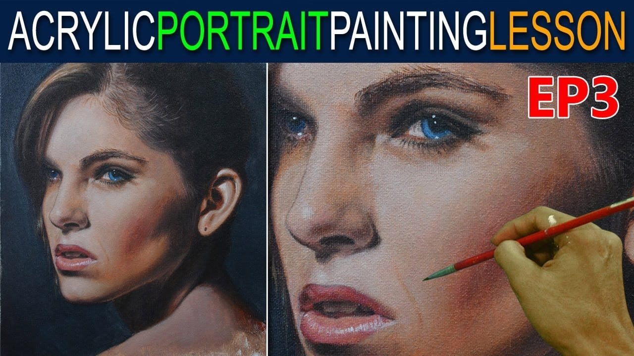 Acrylic Portrait Painting Tutorial | Ep 3 | Beautiful Lady in Step by ...