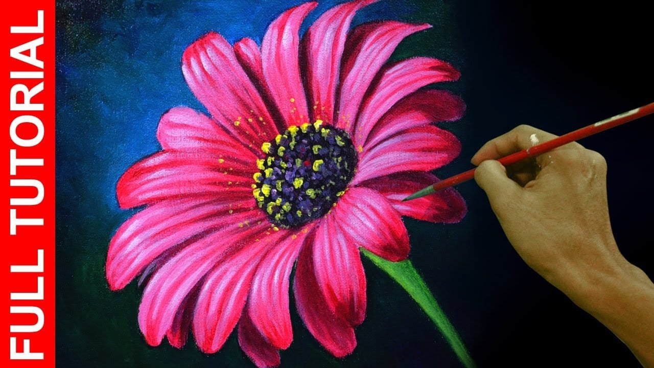 How to Paint a Daisy Flower in Real Time Acrylic Painting Tutorial by ...