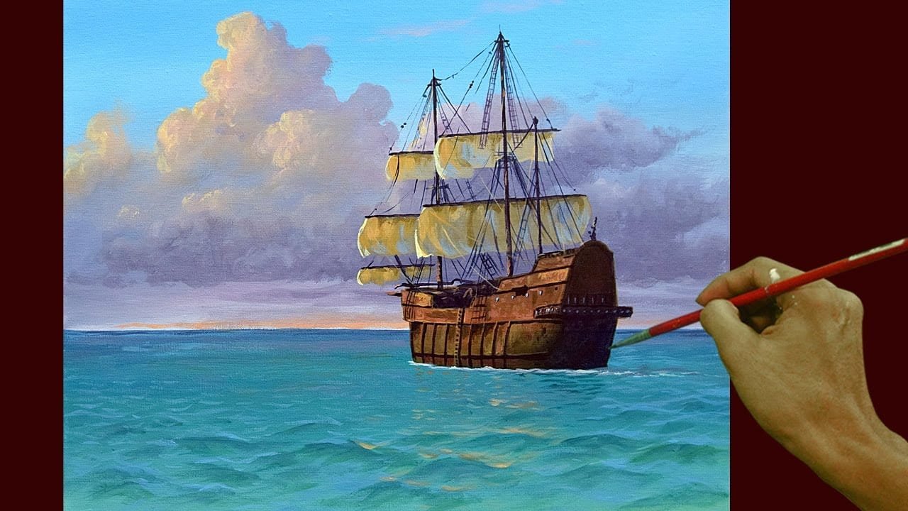 Acrylic Seascape Painting in Time-lapse / Galleon Ship / JMLisondra ...